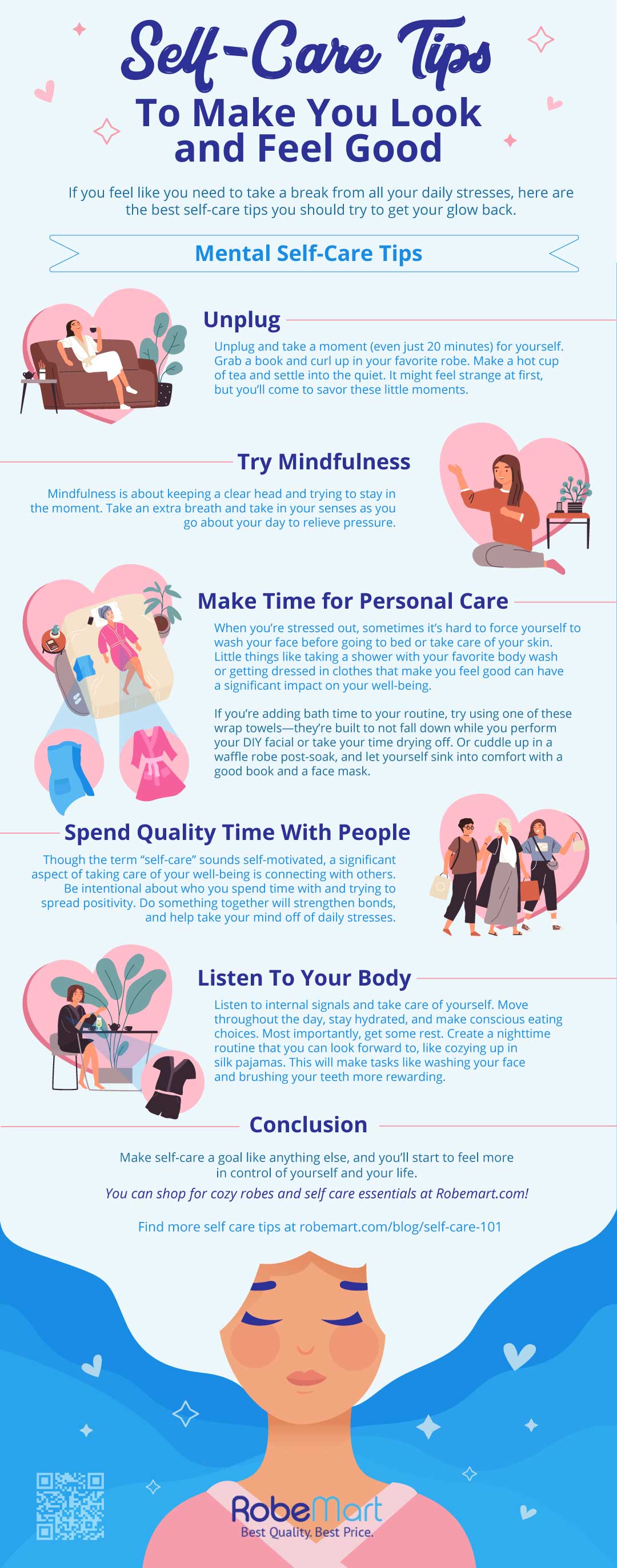 Self Care Tips To Feel Good INFOGRAPHIC RobeMart Self Care Tips To Feel Good INFOGRAPHIC RobeMart