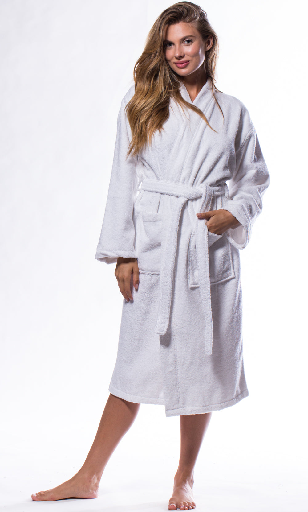 100% Turkish Cotton White Terry Kimono Bathrobe – RobeMart