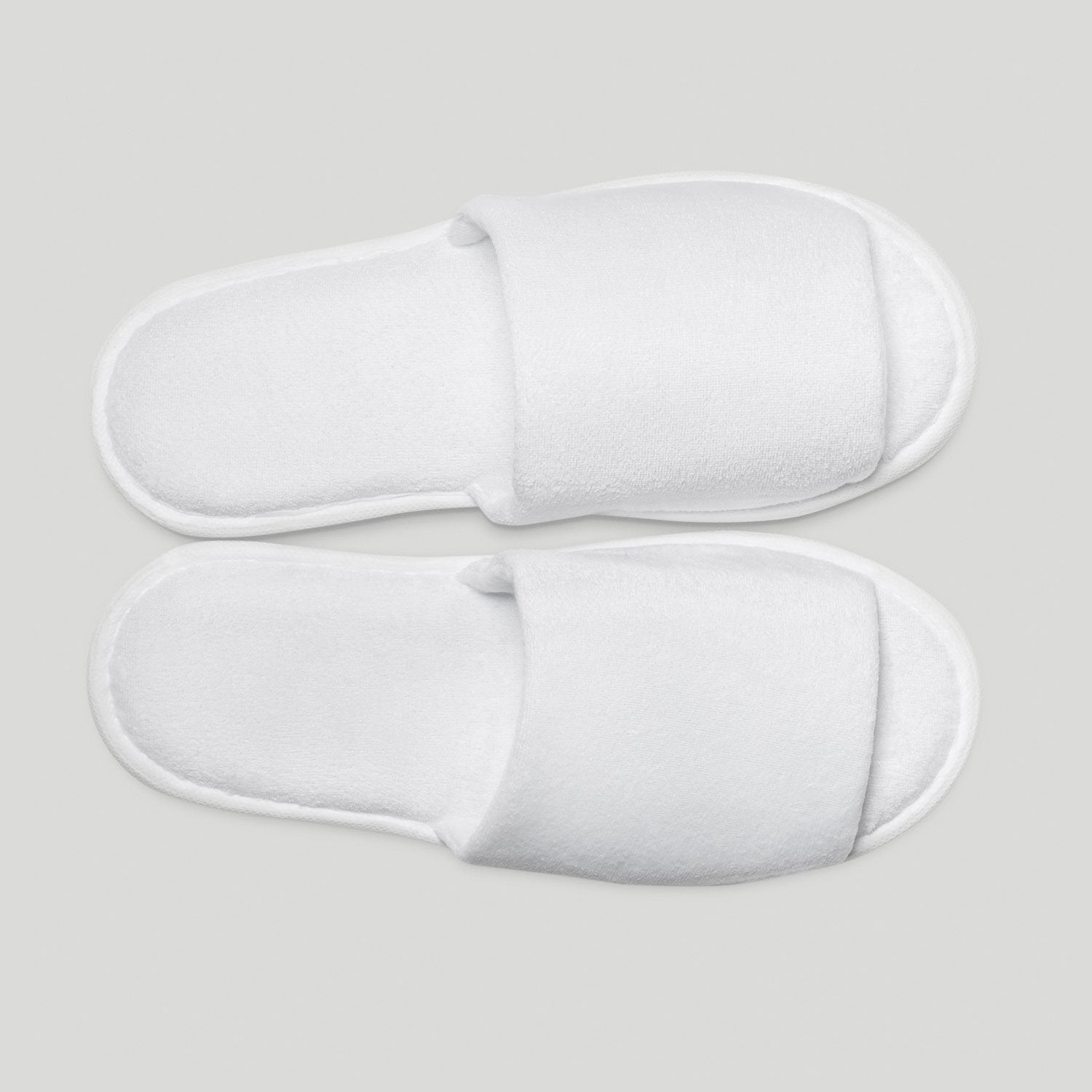 White Open Toe Adult Velour Slippers - 6 pack – RobeMart